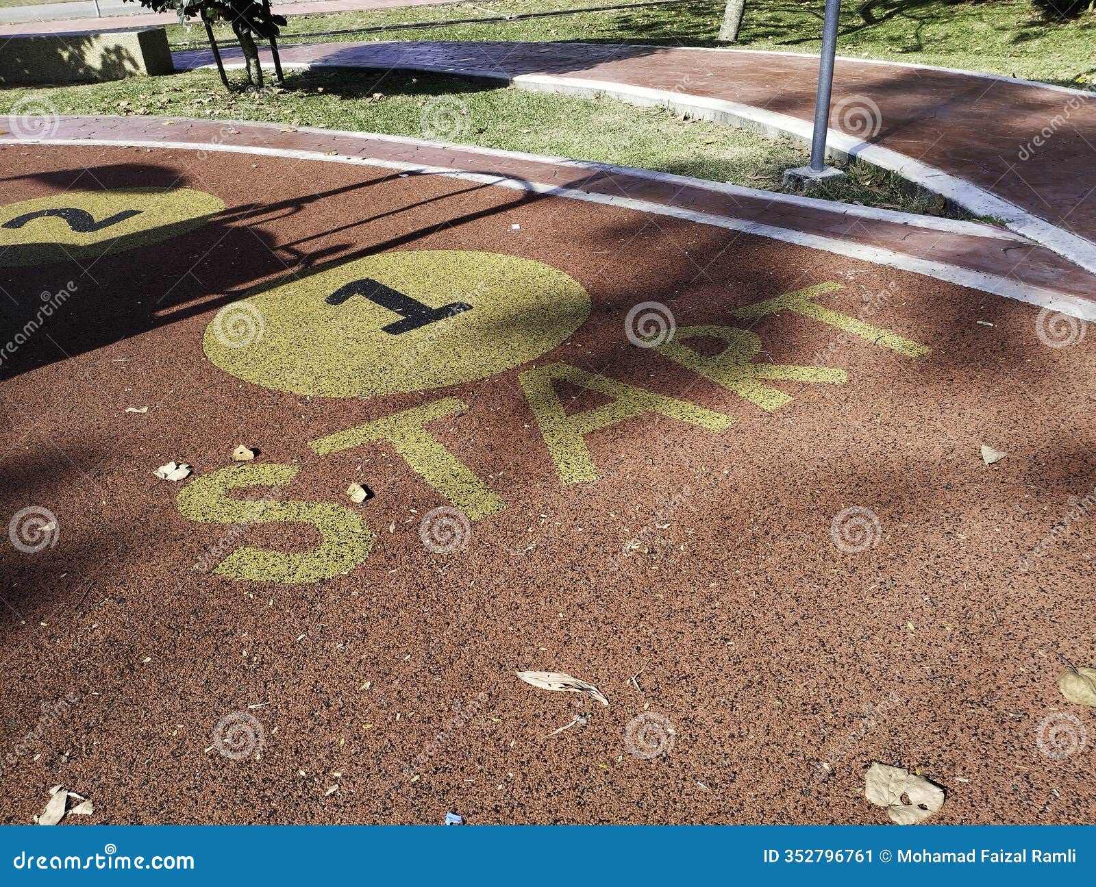 Start Line on Outdoor Running Track with Numbered Lanes Stock Image ...