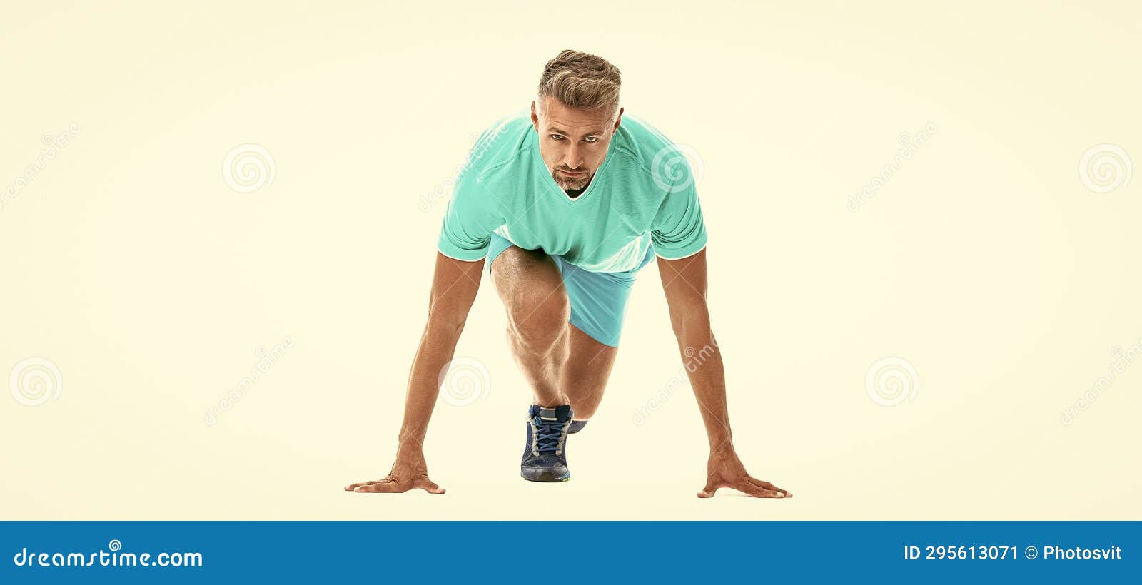 At the Start Line Runner Ready for Race. Runner Getting Ready To Start ...