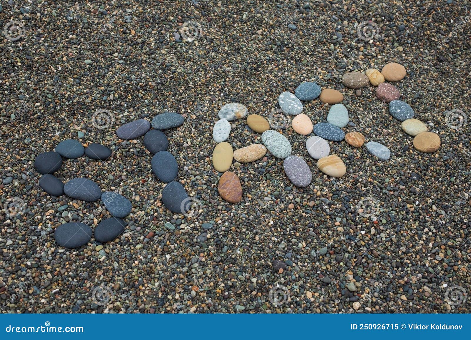 Start Made from Stones on Sandy Beach Stock Image - Image of letter ...