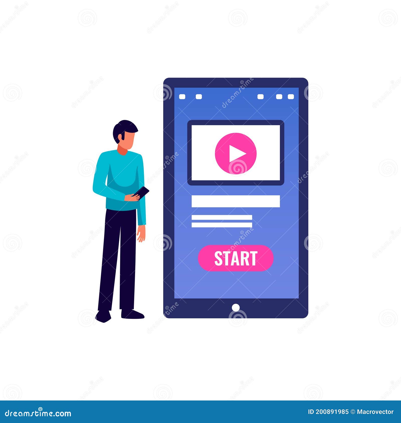 Start Mobile App Composition Stock Vector - Illustration of software ...