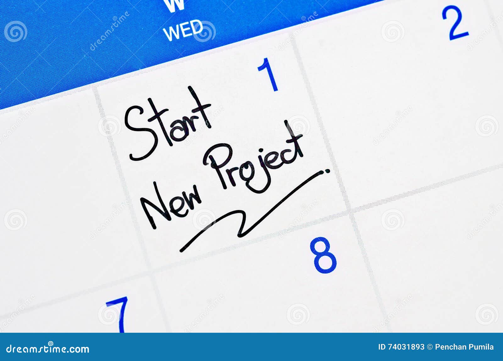 Start New Project on Calendar. Stock Image - Image of management, page ...