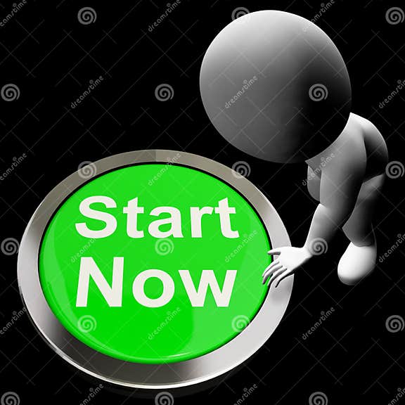 Start Now Button Means To Commence Immediately Stock Illustration ...