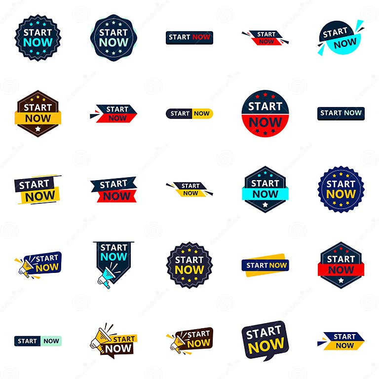 Start Now 25 High Quality Typographic Elements To Drive Action Stock ...