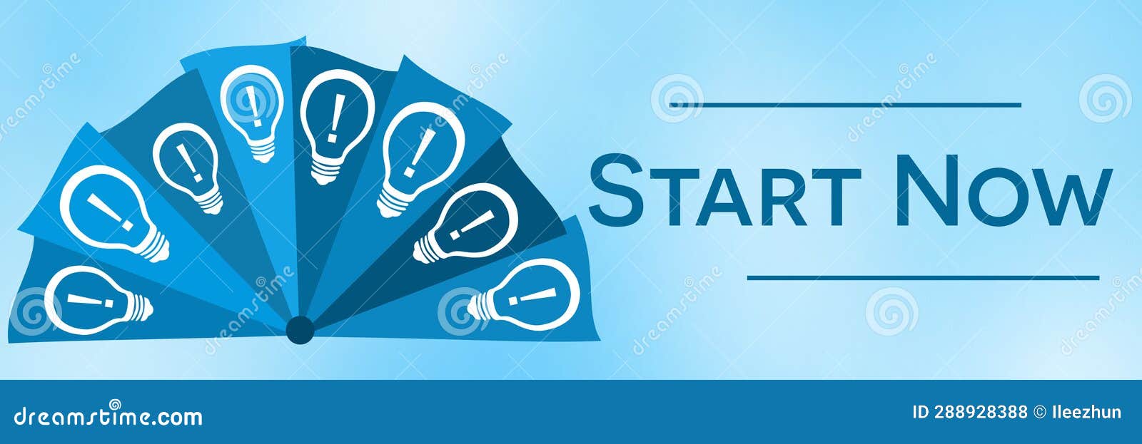 Start Now Triangles Half Circular Blue Bulbs Stock Illustration ...