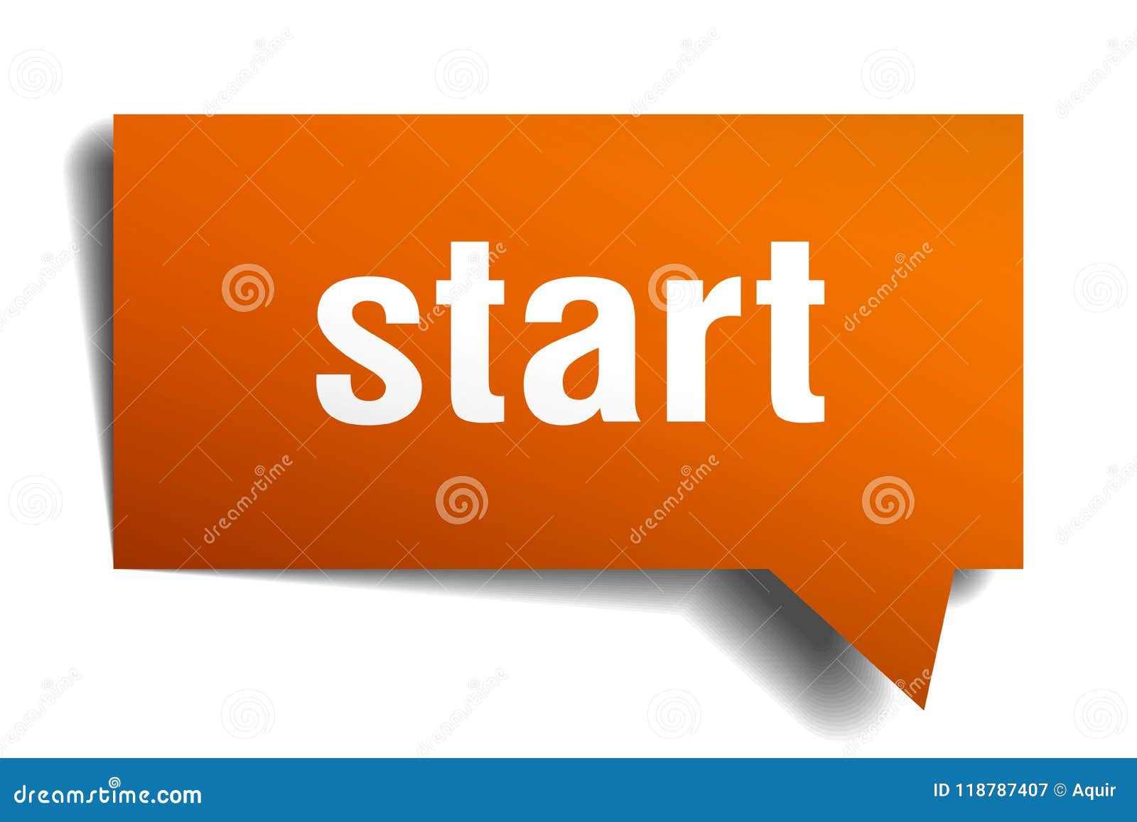 Start Orange 3d Speech Bubble Stock Vector - Illustration of start ...