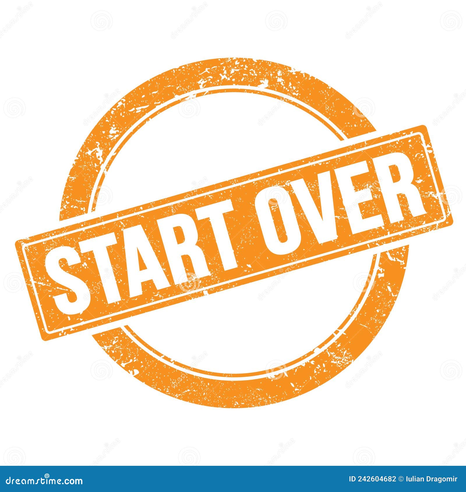 START OVER Text on Orange Grungy Round Stamp Stock Illustration ...