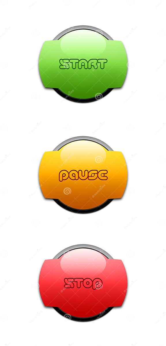 Start, Pause, Stop, Button stock illustration. Illustration of ...