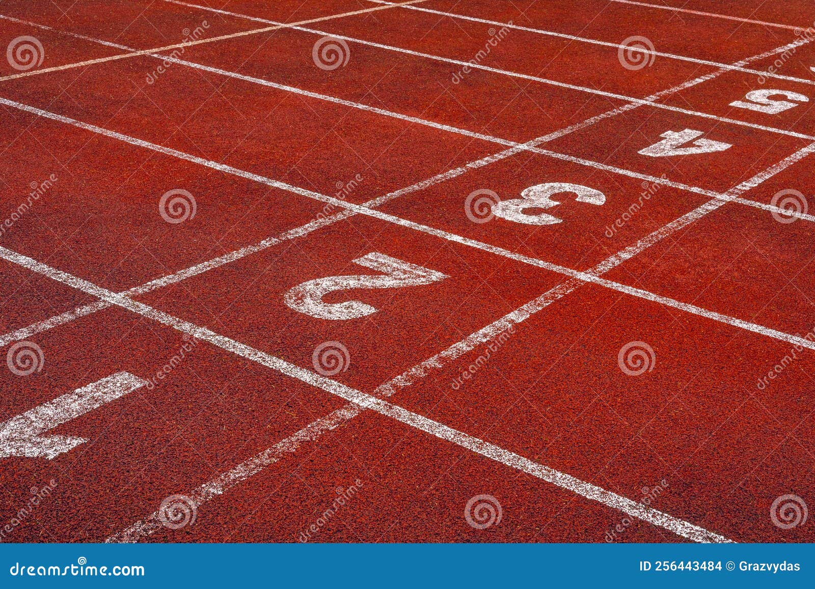 Start Points with Numbers on Running Track or Athlete Track in Stadium ...