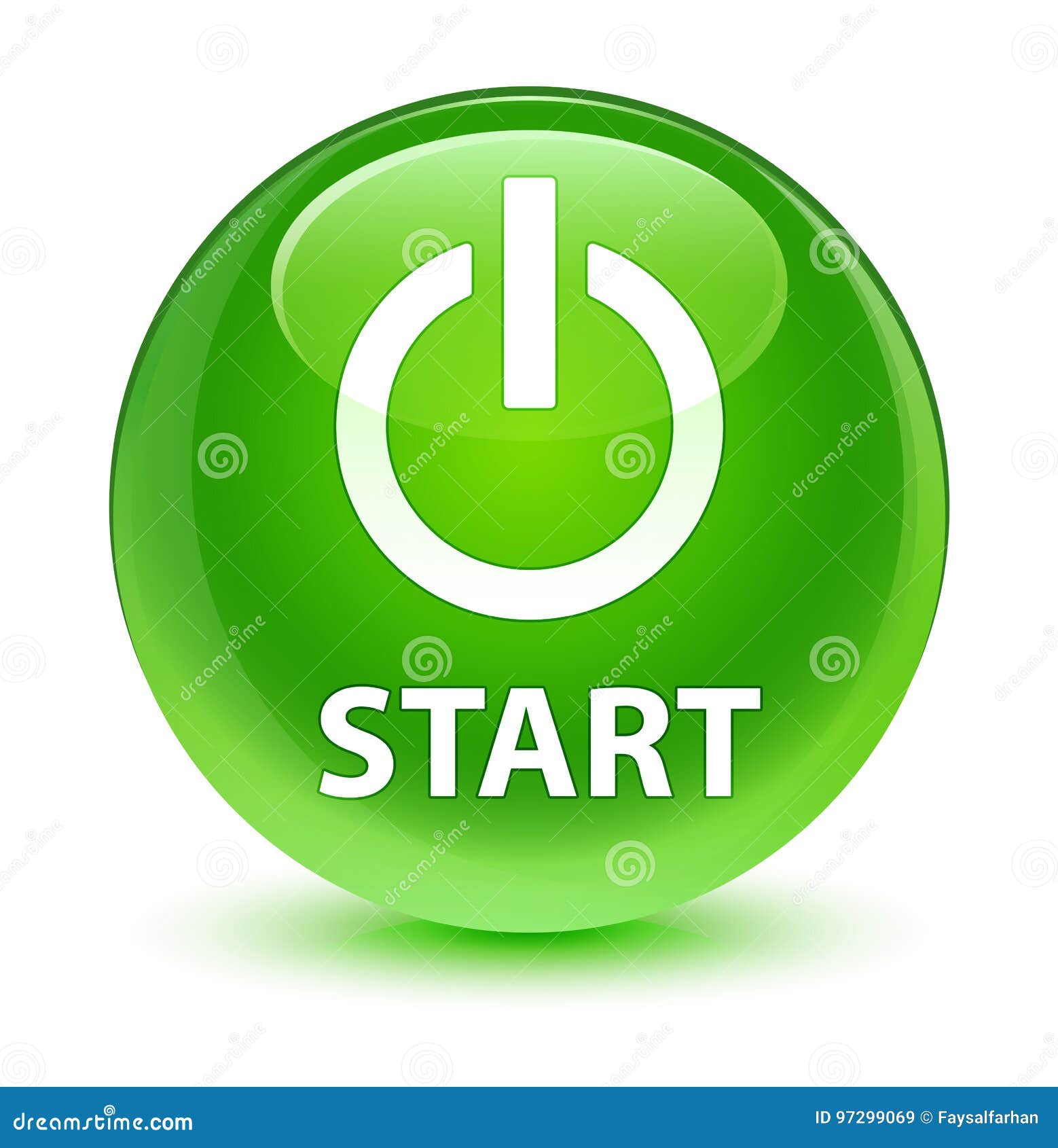 Start (power Icon) Glassy Green Round Button Stock Illustration ...