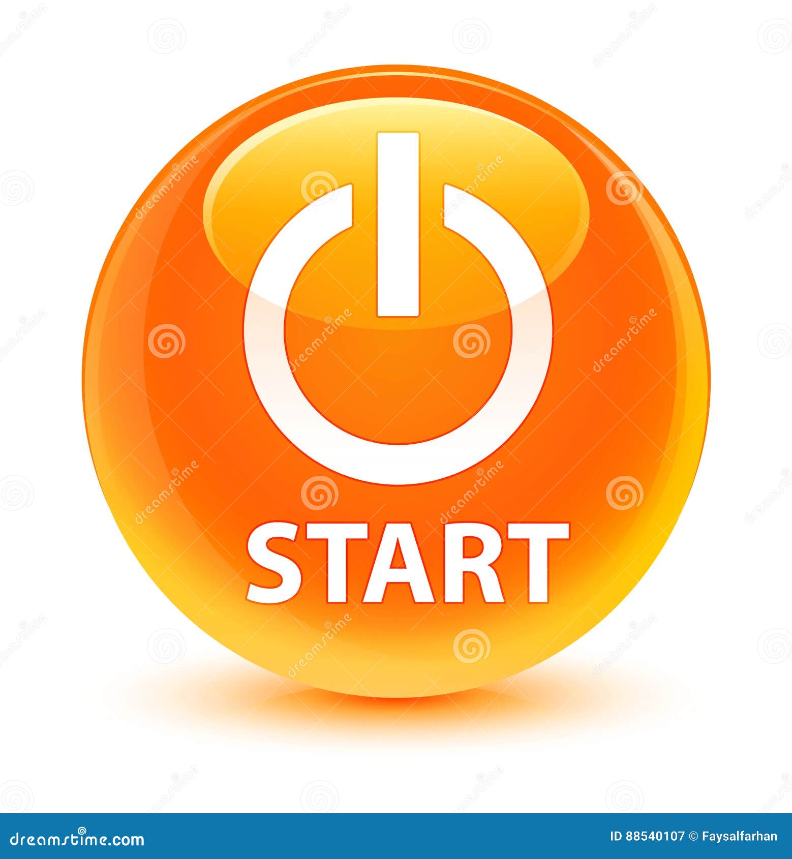 Start (power Icon) Glassy Orange Round Button Stock Illustration ...