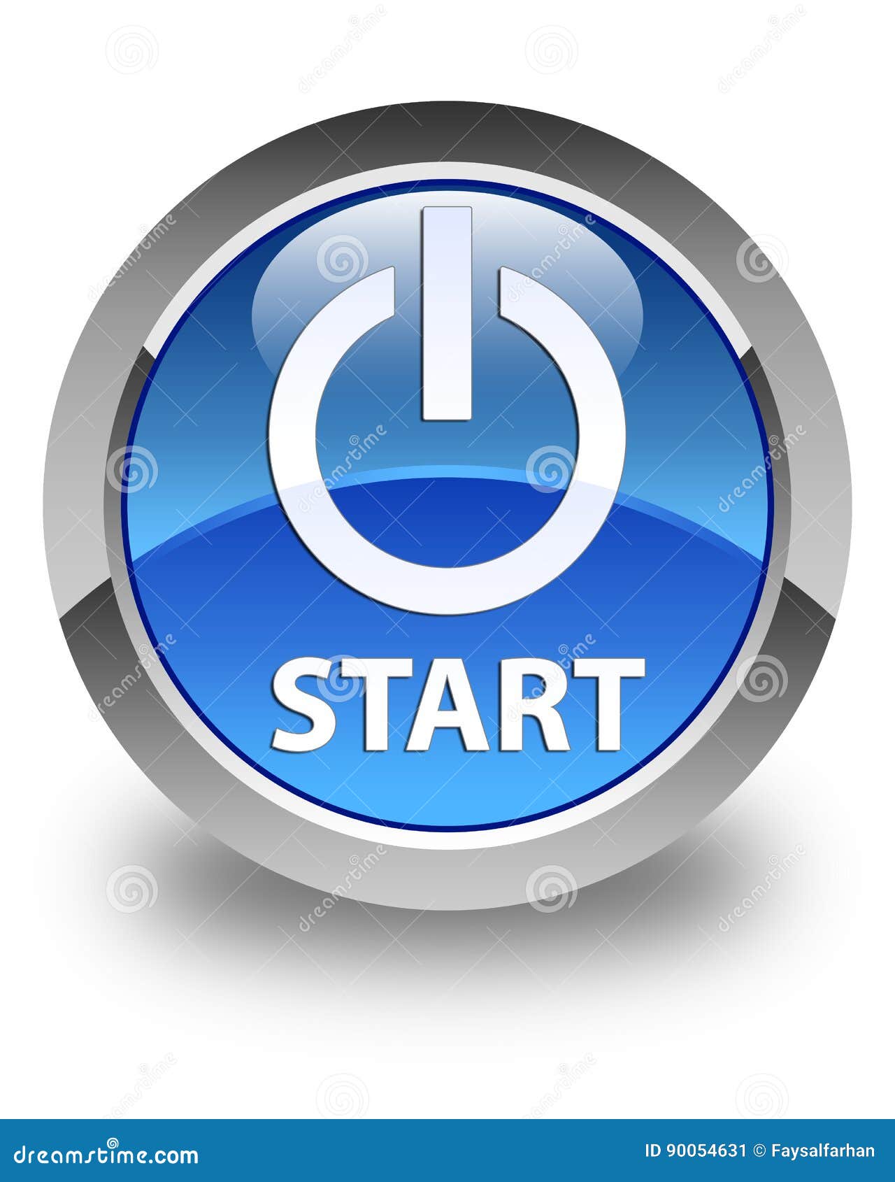 Start (power Icon) Glossy Blue Round Button Stock Illustration ...