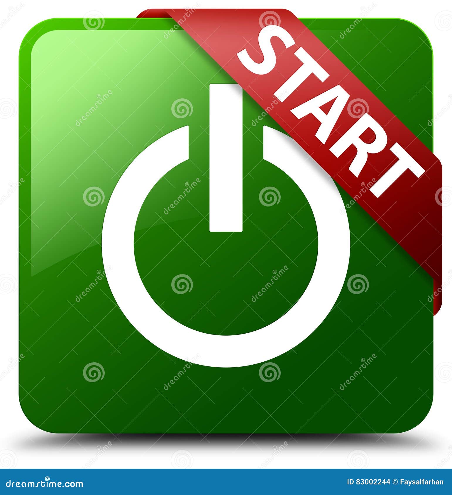 Start Power Icon Green Square Button Stock Illustration - Illustration ...