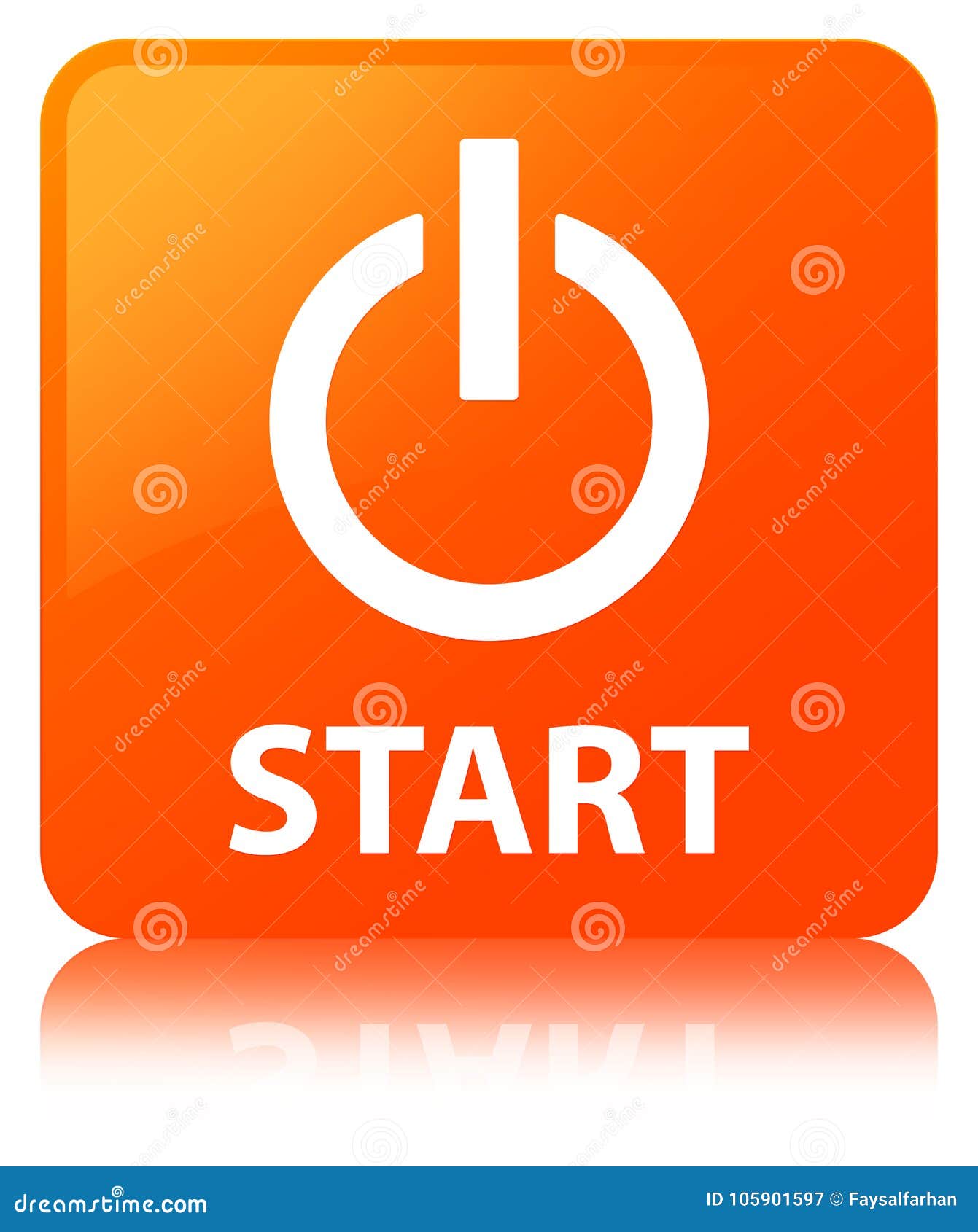 Start (power Icon) Orange Square Button Stock Illustration ...