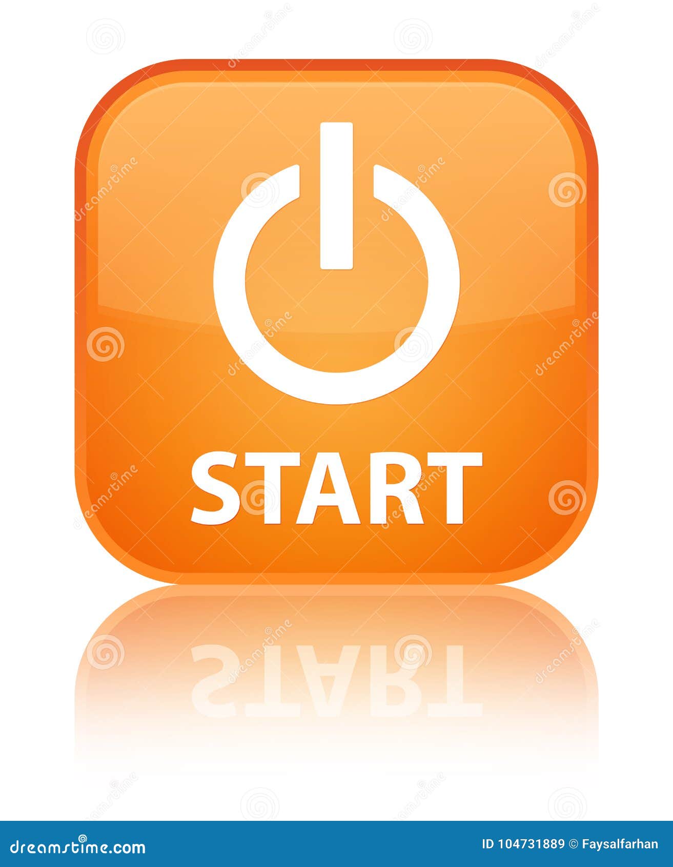 Start (power Icon) Special Orange Square Button Stock Illustration ...