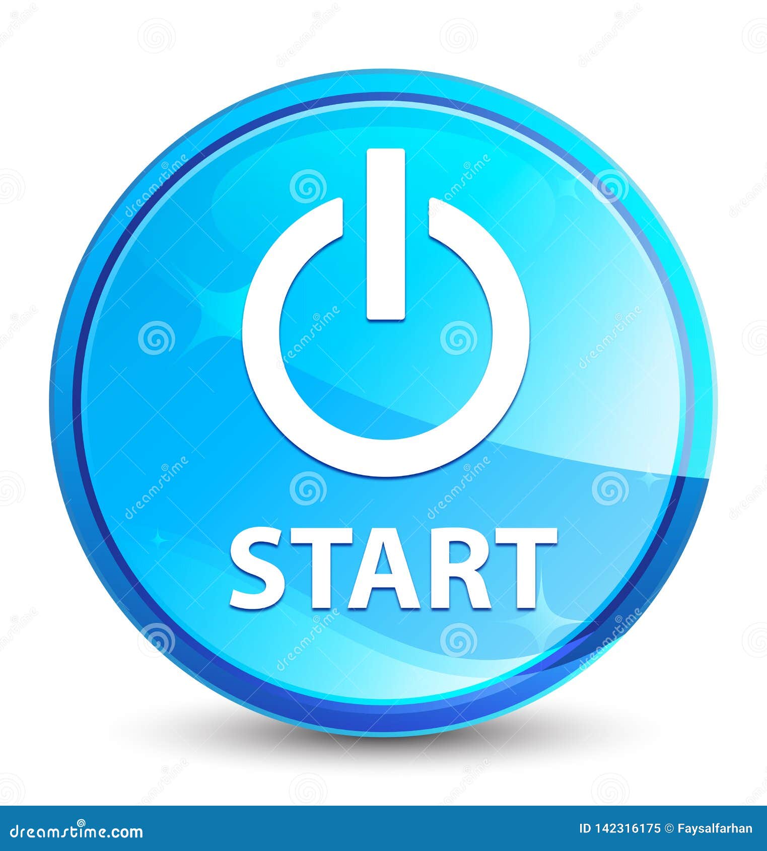Start (power Icon) Splash Natural Blue Round Button Stock Vector ...
