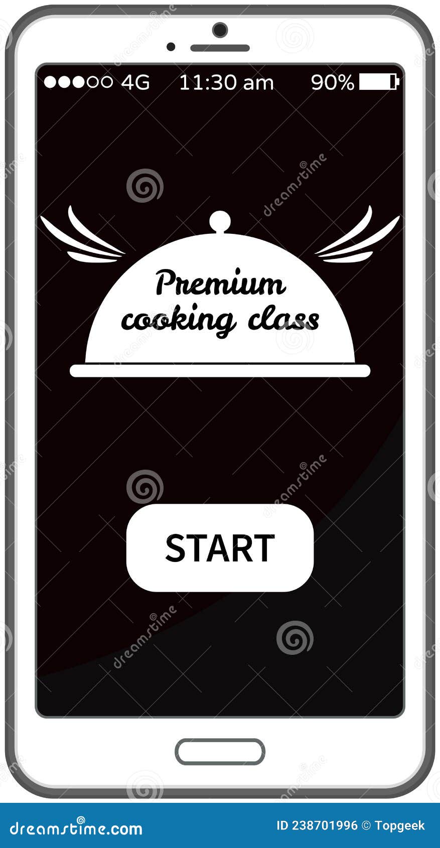 Start Premium Cooking Class Mobile Application on Smartphone Screen ...
