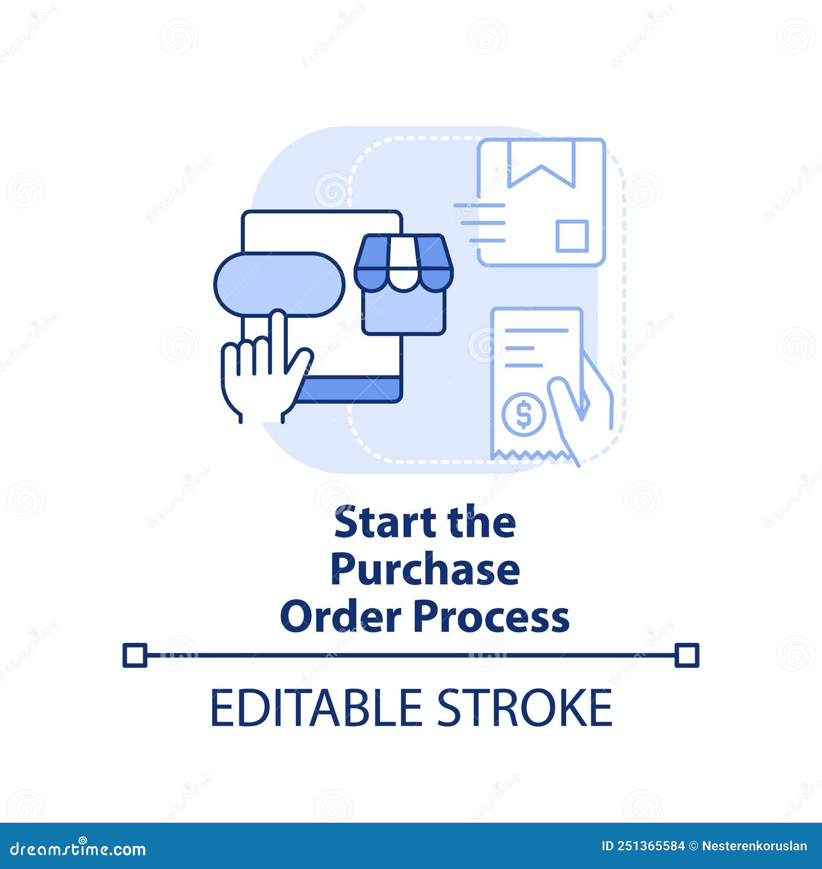 Start Purchase Order Process Light Blue Concept Icon Stock Vector ...