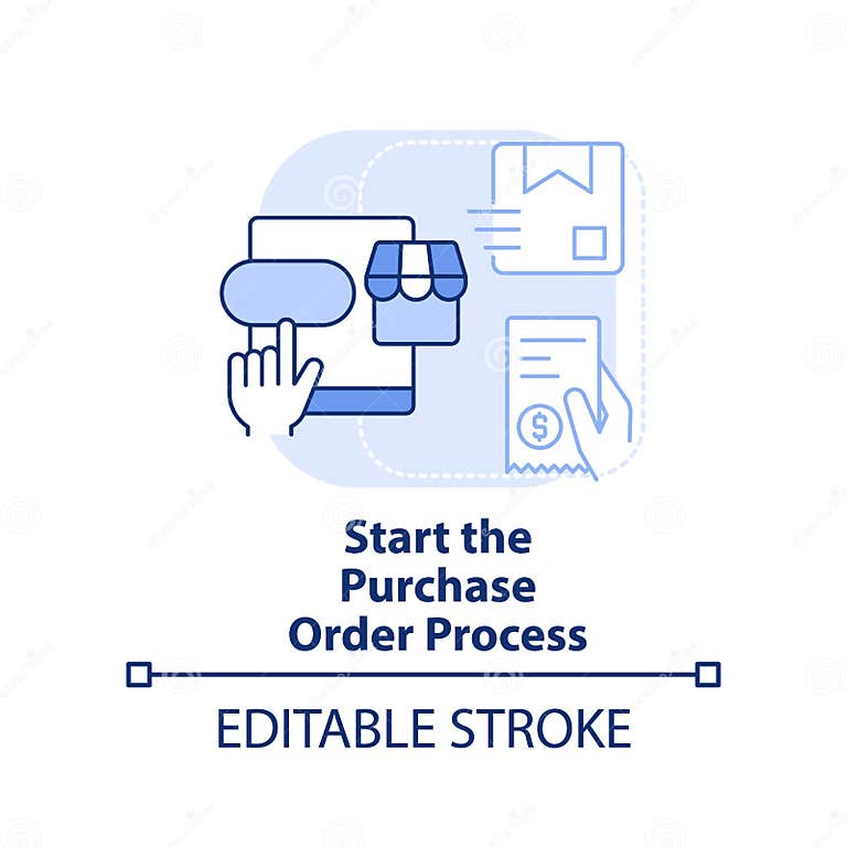 Start Purchase Order Process Light Blue Concept Icon Stock Vector ...