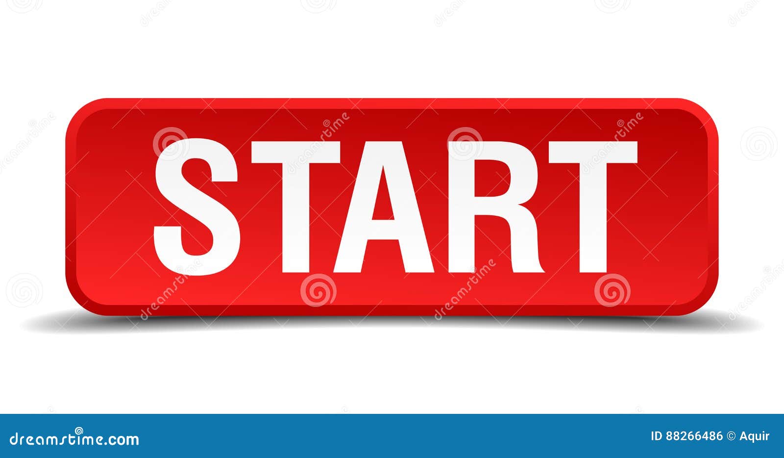 Start red 3d square button stock vector. Illustration of launch - 88266486