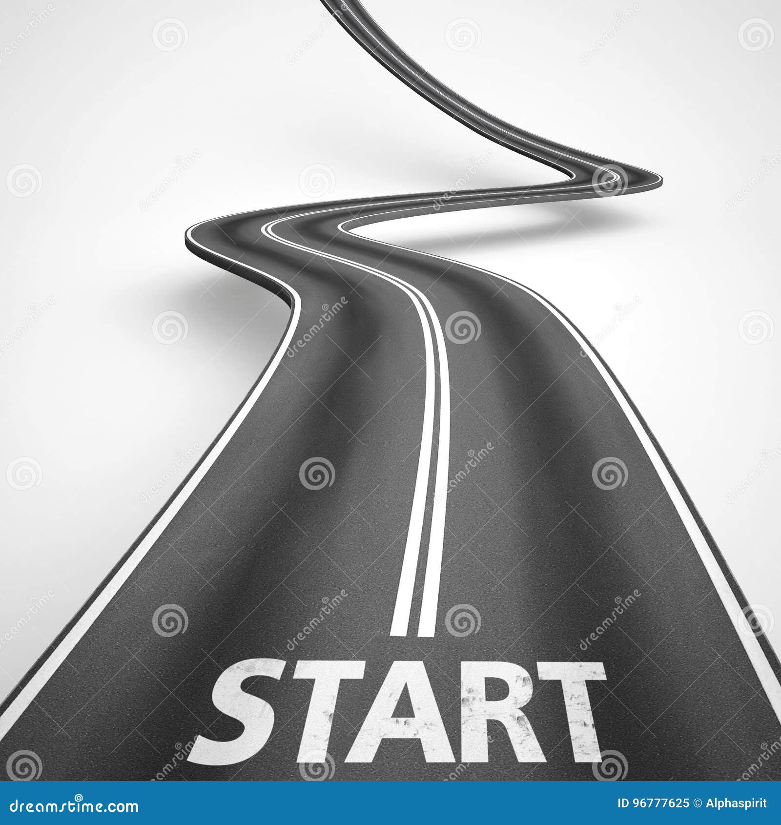 Start road. 3D Rendering stock illustration. Illustration of ...
