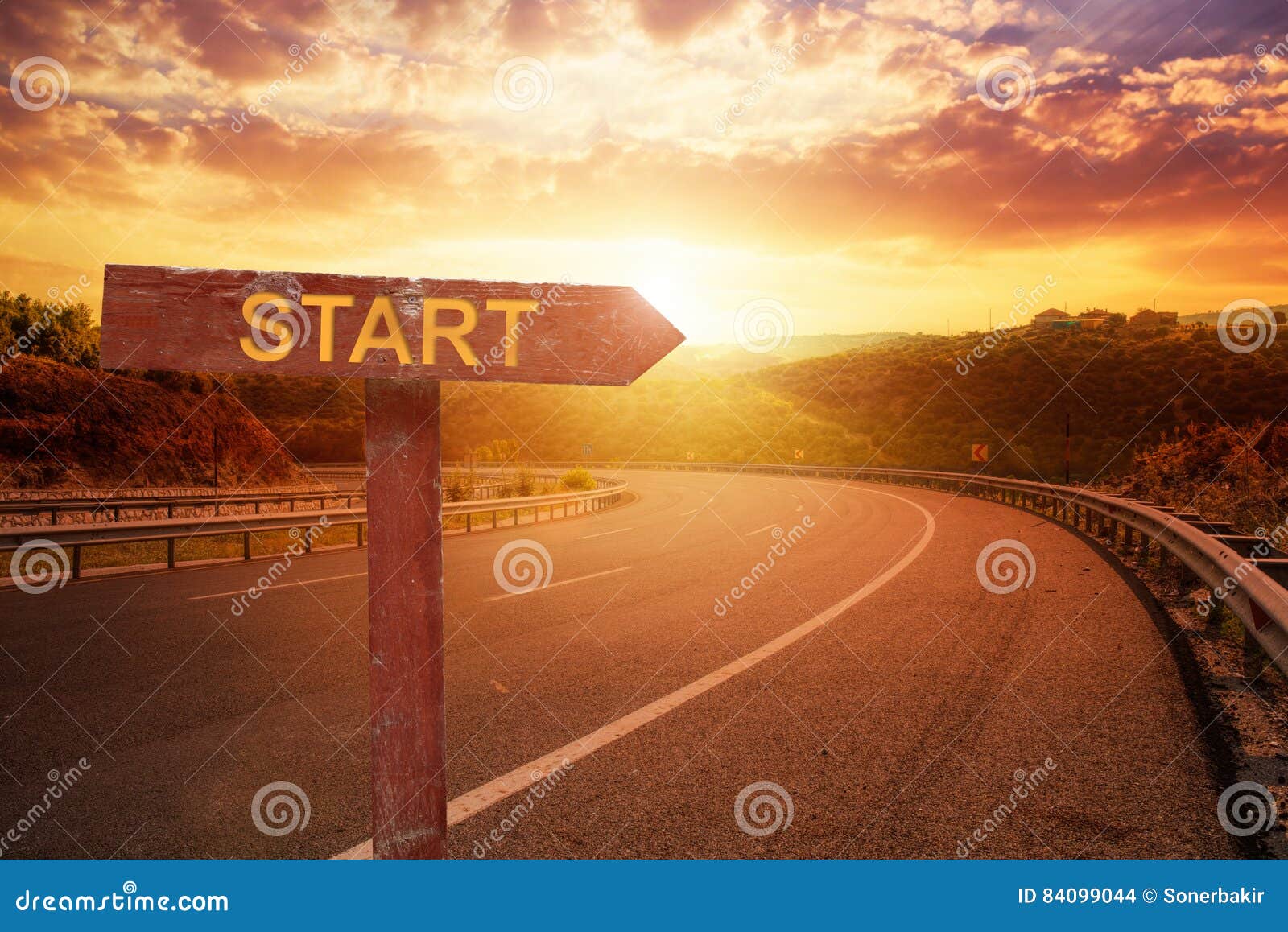 START road sign on Sunset stock photo. Image of speed - 84099044