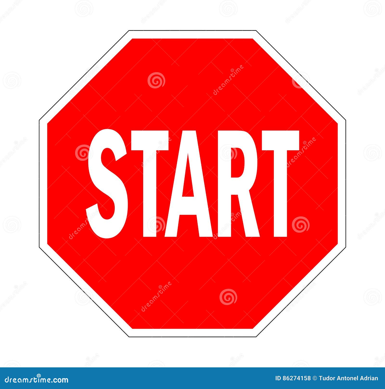 Start road sign stock illustration. Illustration of funny - 86274158
