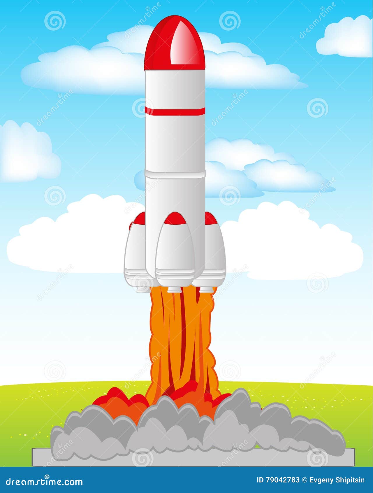 Start the rocket in cosmos stock illustration. Illustration of field ...