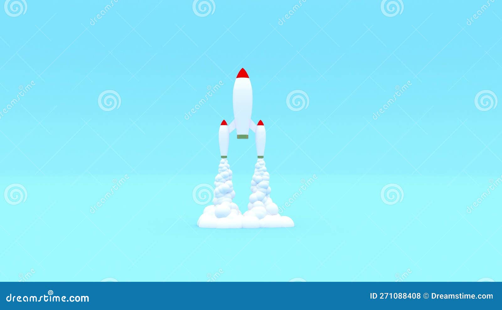 Start Rocket 3d Style on Blue Back 3d Stock Illustration - Illustration ...