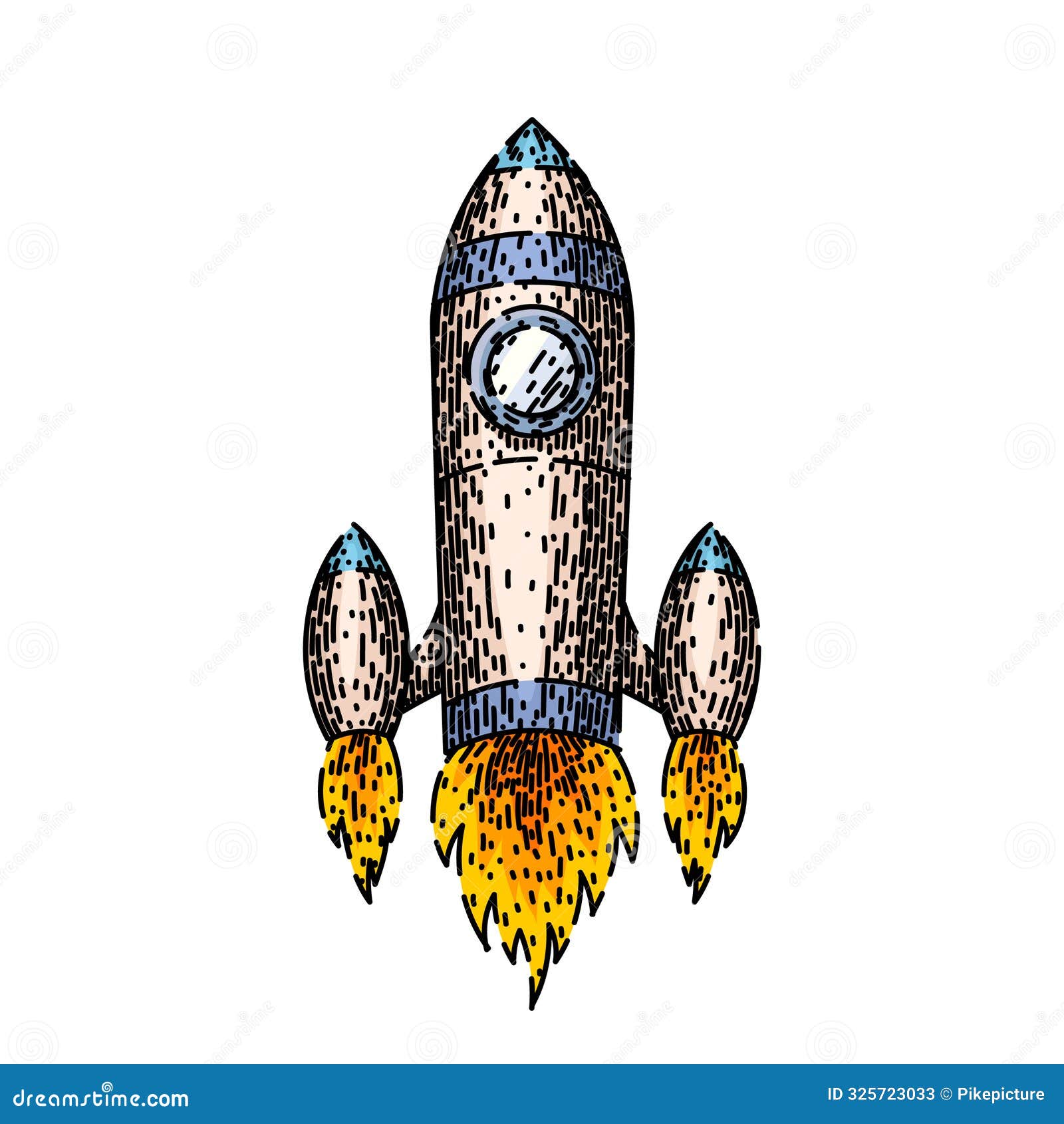 Start Up Rocket Arrow Symbol On Blue Background. Cartoon Vector ...