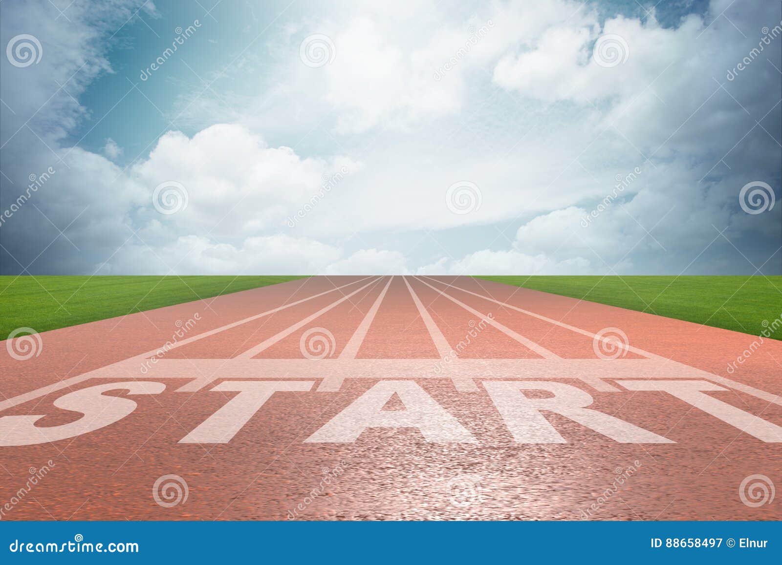 The Start of the Running Field Stock Illustration - Illustration of ...