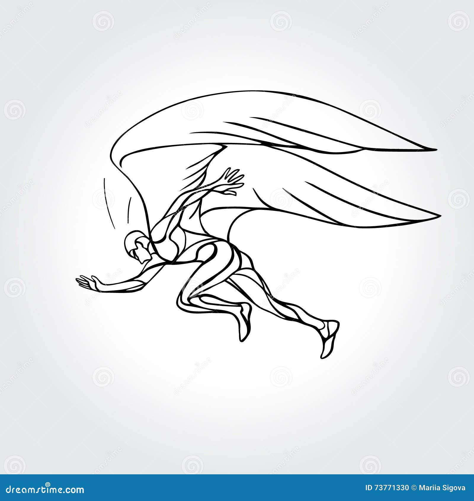 Start Running. Man with Wings Vector Illustration Stock Vector ...