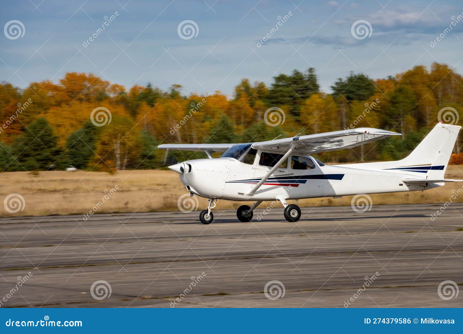 Start of a Small Plane on the Runway Stock Photo - Image of commercial ...