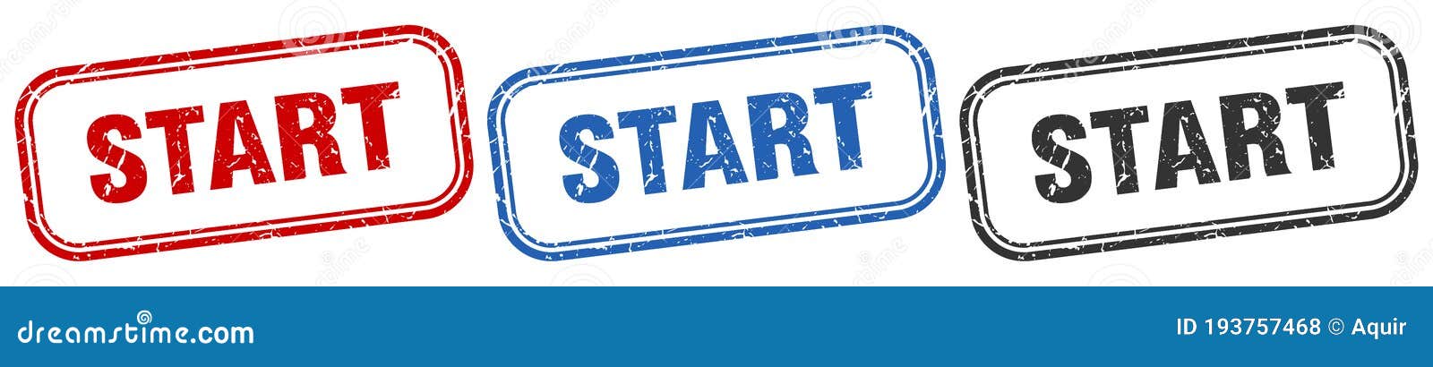 Start Square Isolated Sign Set. Start Stamp Stock Vector - Illustration ...