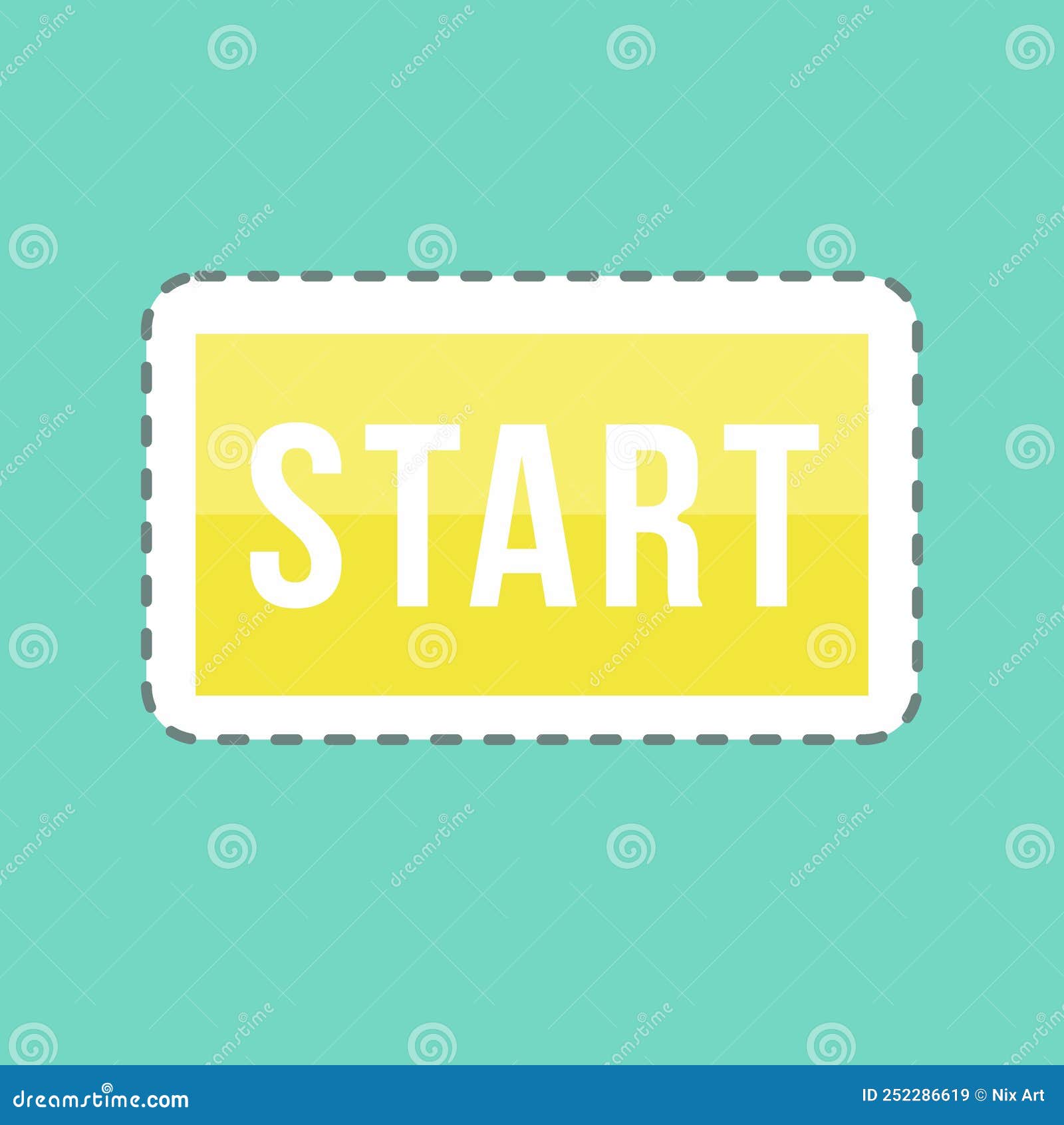 Start Sticker in Trendy Line Cut Isolated on Blue Background Stock ...