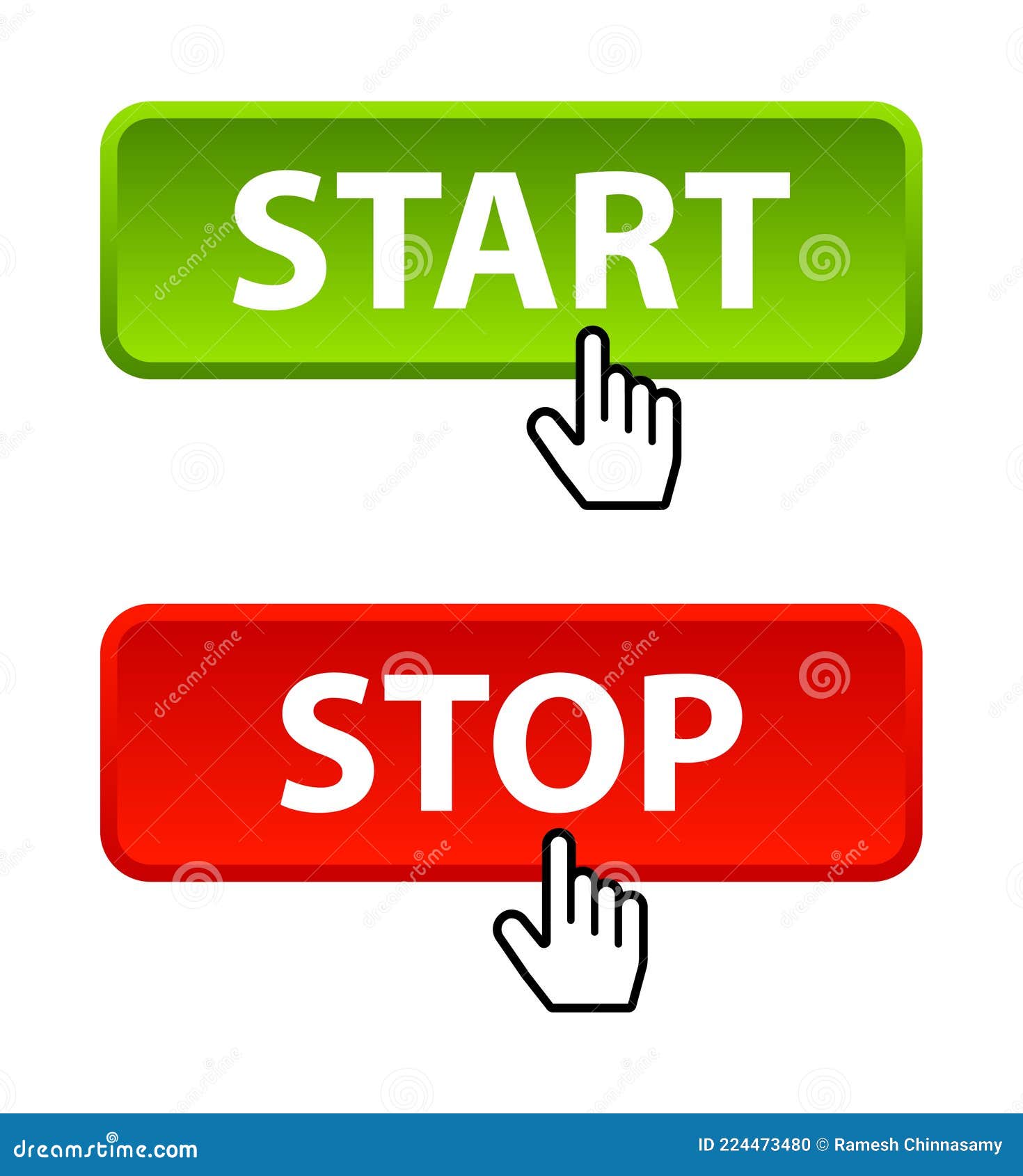 Start stop button stock vector. Illustration of computer - 224473480