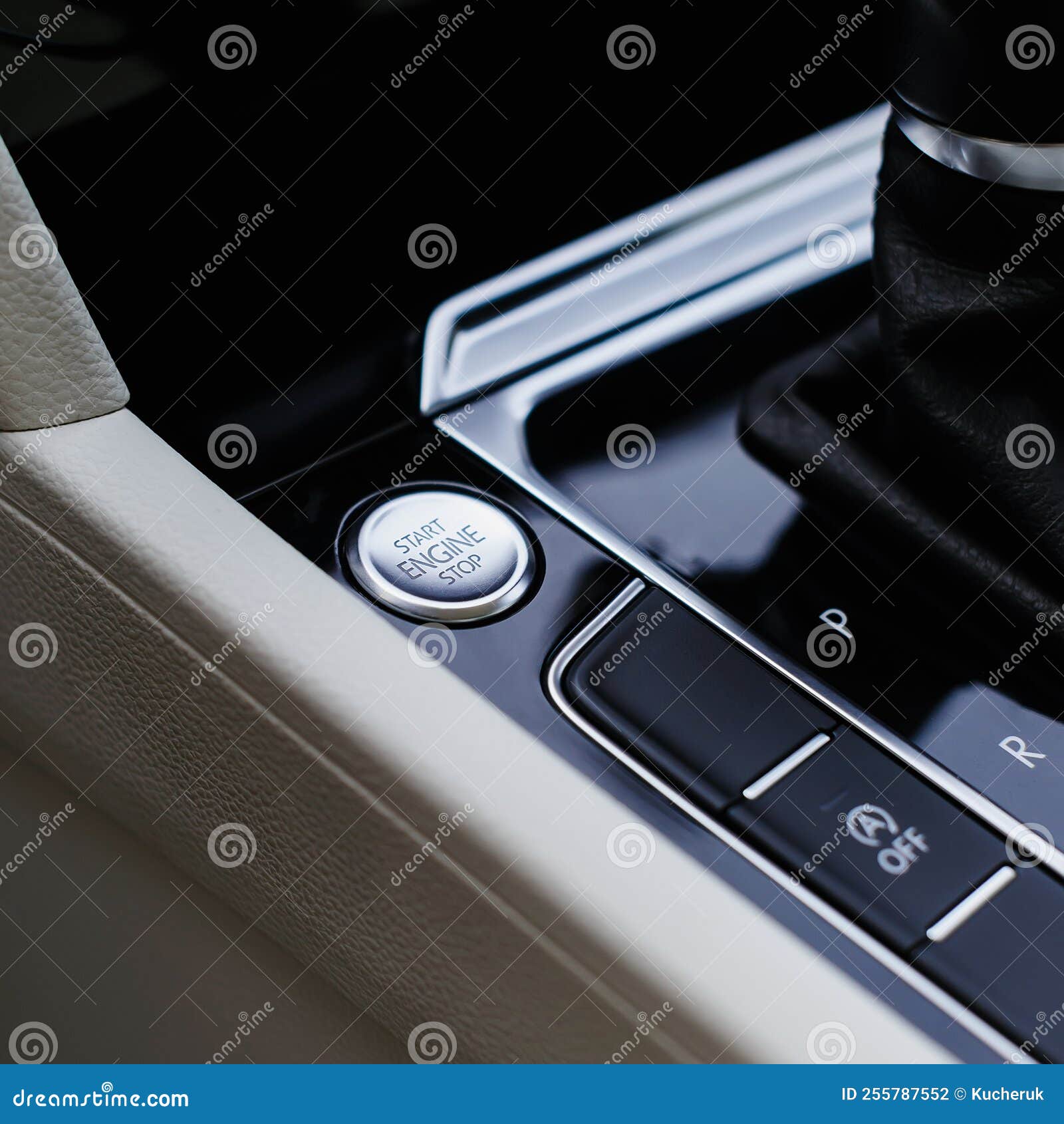 Start Stop button in car stock photo. Image of detail - 255787552