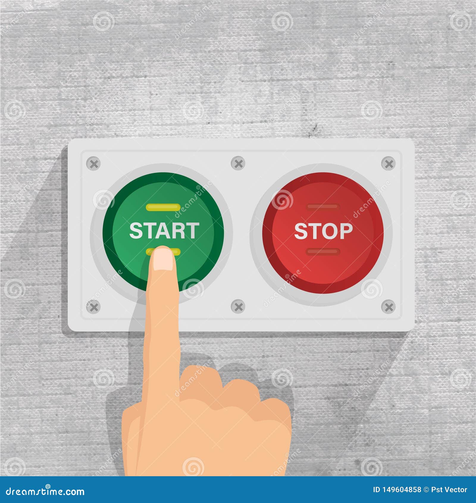 Start and Stop Button. Finger Pressing Start Button Stock Vector ...
