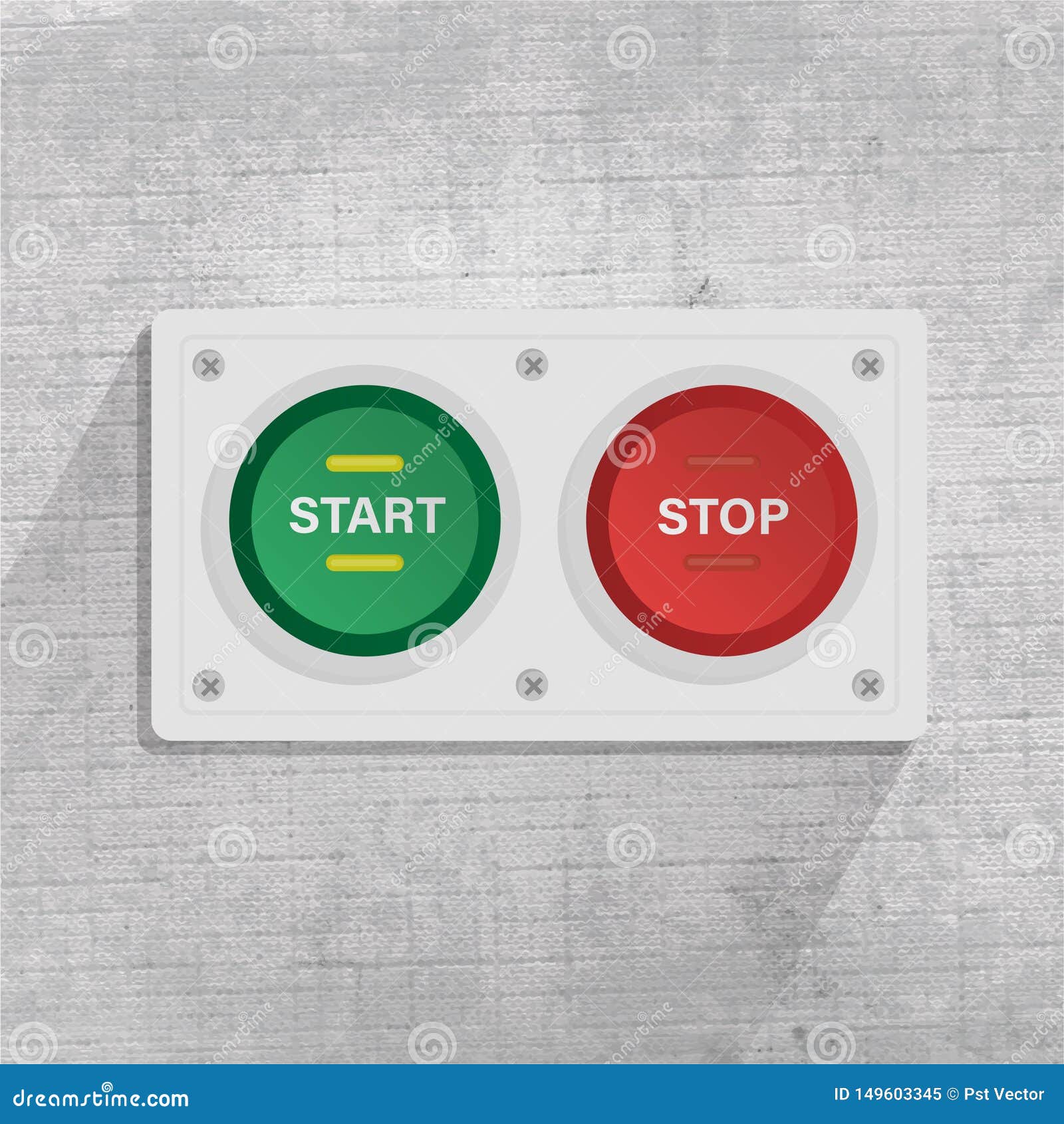 Start and Stop Button in Gray Background Stock Vector - Illustration of ...