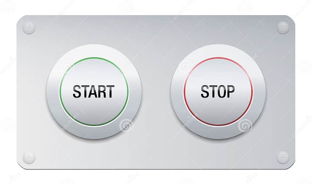 Start Stop Buttons Chrome Surface Stock Vector - Illustration of player ...