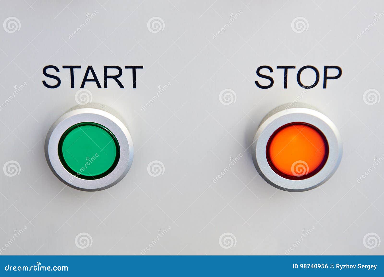 Start and Stop Buttons on Device Stock Photo - Image of plastic ...