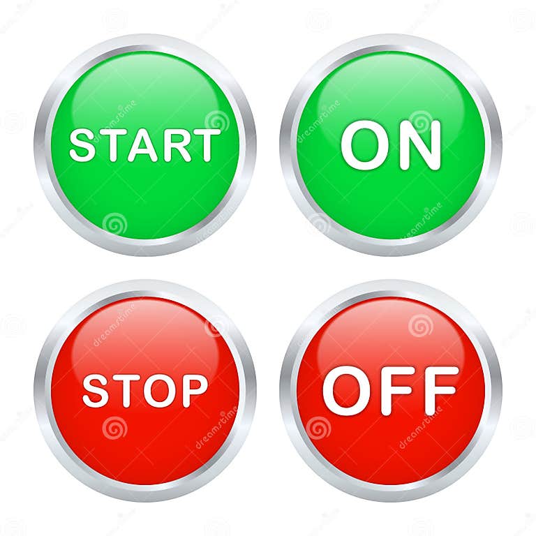 Start and stop buttons. stock vector. Illustration of green - 31023778