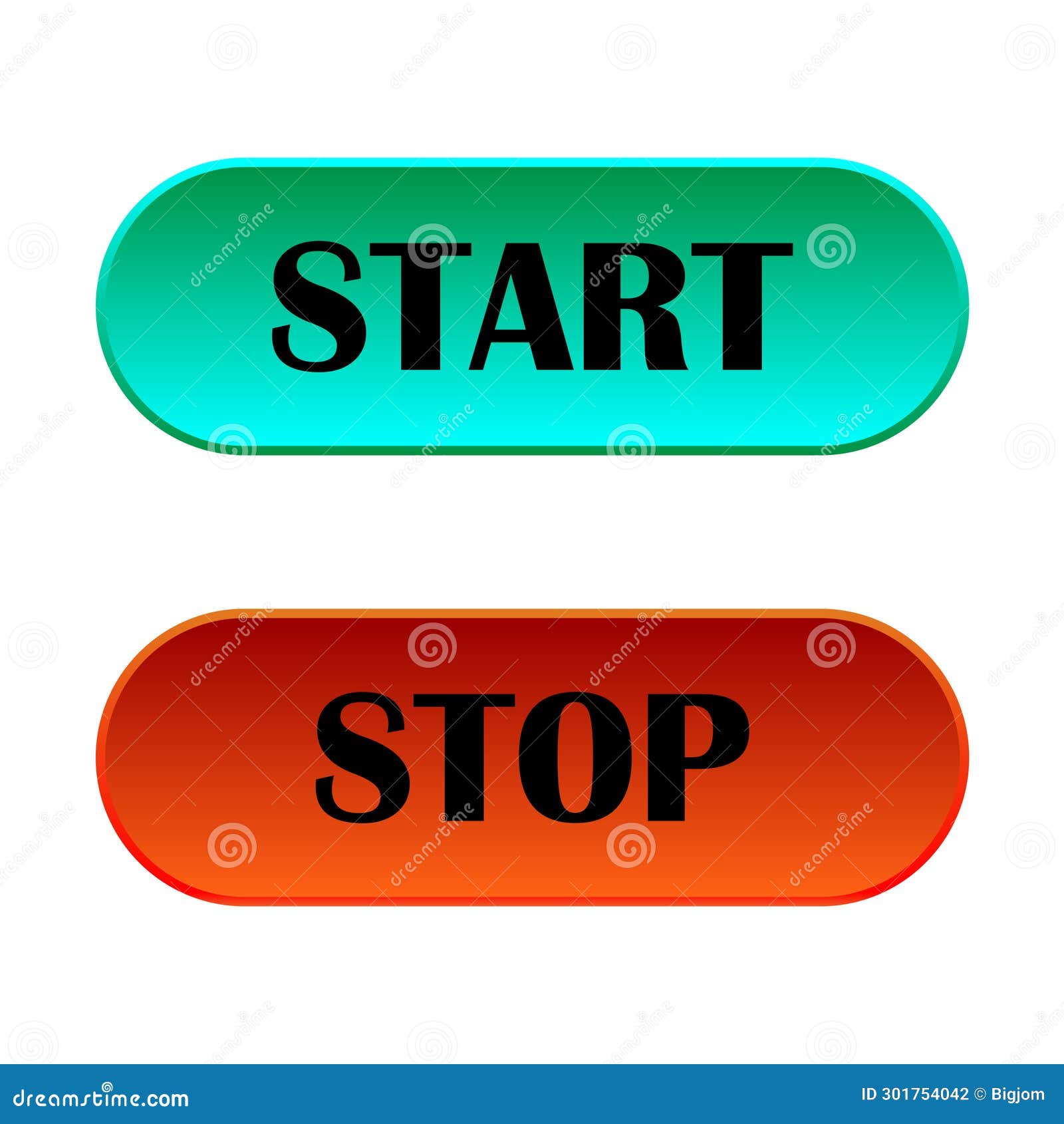 Start and Stop Buttons. Web Buttons. Press Button Icon Vector. UI ...
