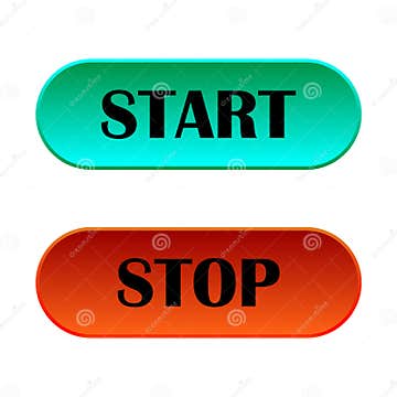 Start and Stop Buttons. Web Buttons. Press Button Icon Vector. UI ...
