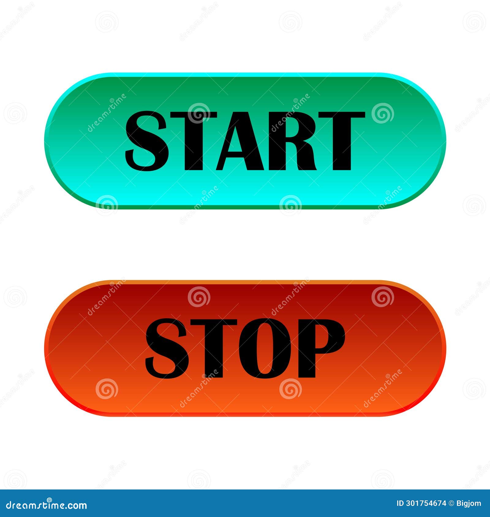 Start and Stop Buttons. Web Buttons. Press Button Icon Vector. UI ...