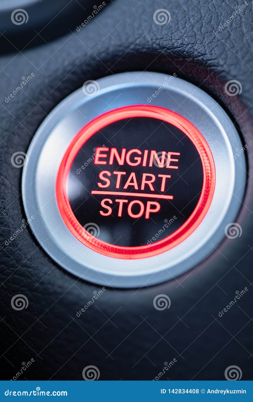 Start Stop Car Engine Glowing Red Push Button Stock Photo - Image of ...