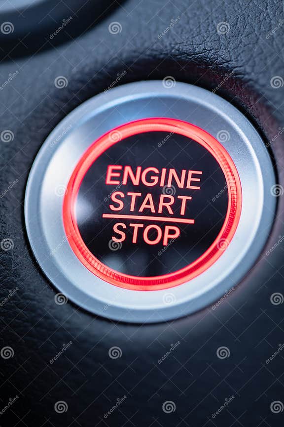 Start Stop Car Engine Glowing Red Push Button Stock Photo - Image of ...