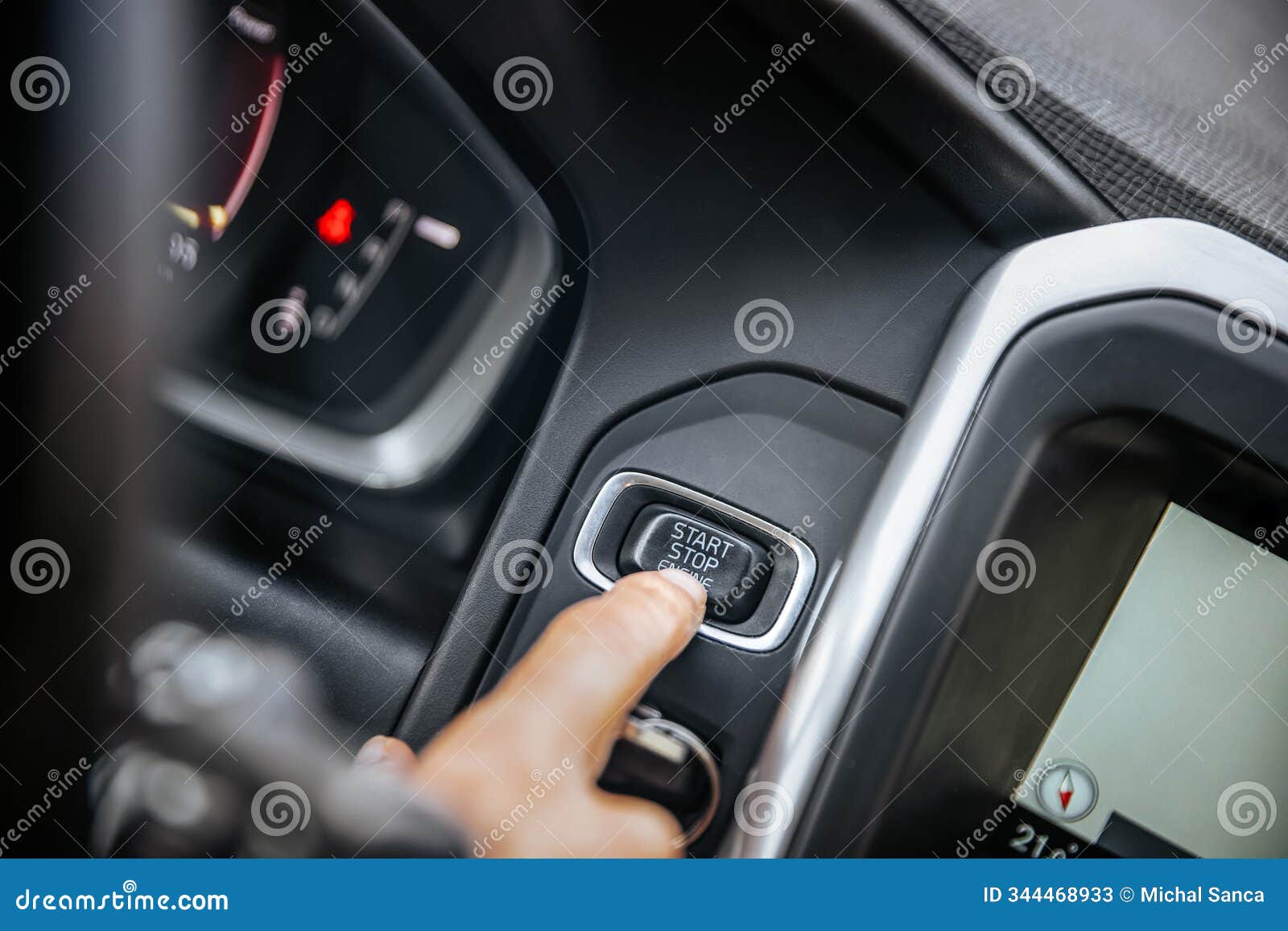 Start Stop Engine Button, Car Driver Starting the Car Stock Image ...