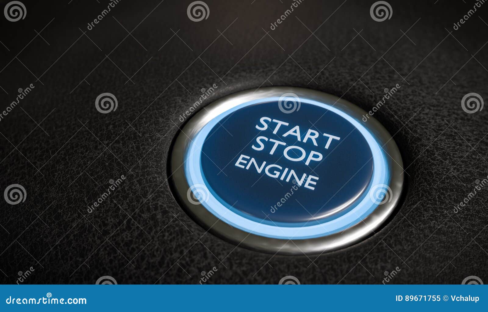 Start Stop Engine Button in Car Interior. 3D Rendered Illustration ...