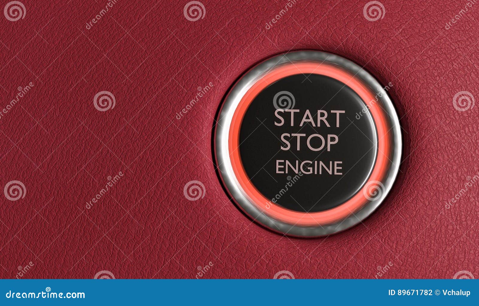 Start Stop Engine Button in Car Interior. 3D Rendered Illustration ...