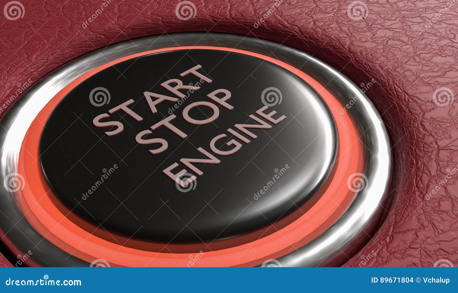 Start Stop Engine Button in Car Interior. 3D Rendered Illustration ...